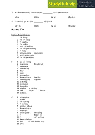 A1 Eingangskurs Grammar Exercises | PDF