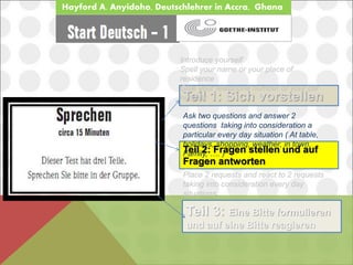 Start Deutsch A1 exam Sprechen teil 2 | PPSX