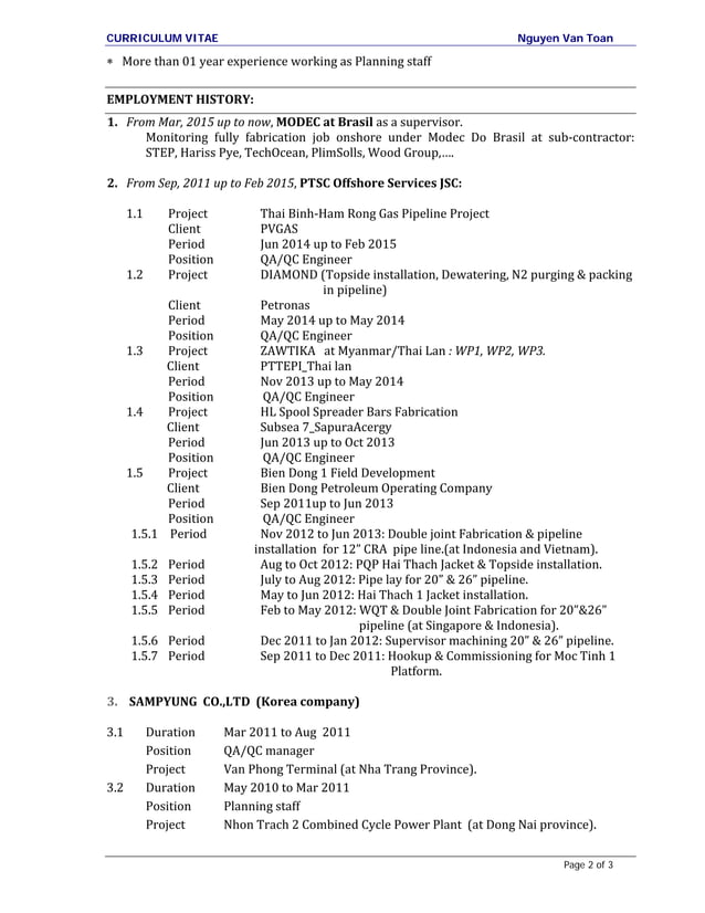 CV Nguyen Van Toan | PDF