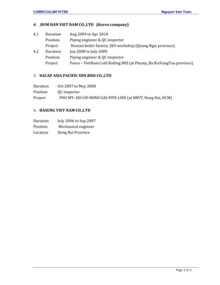 CV Nguyen Van Toan | PDF