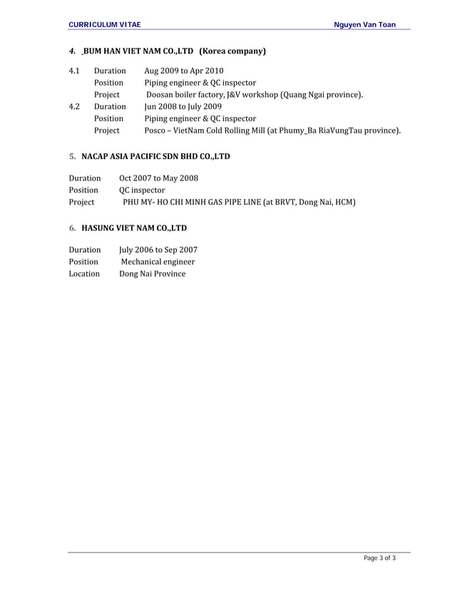 CV Nguyen Van Toan | PDF