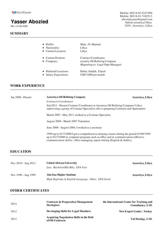 CV_ Yasser | PDF | Law