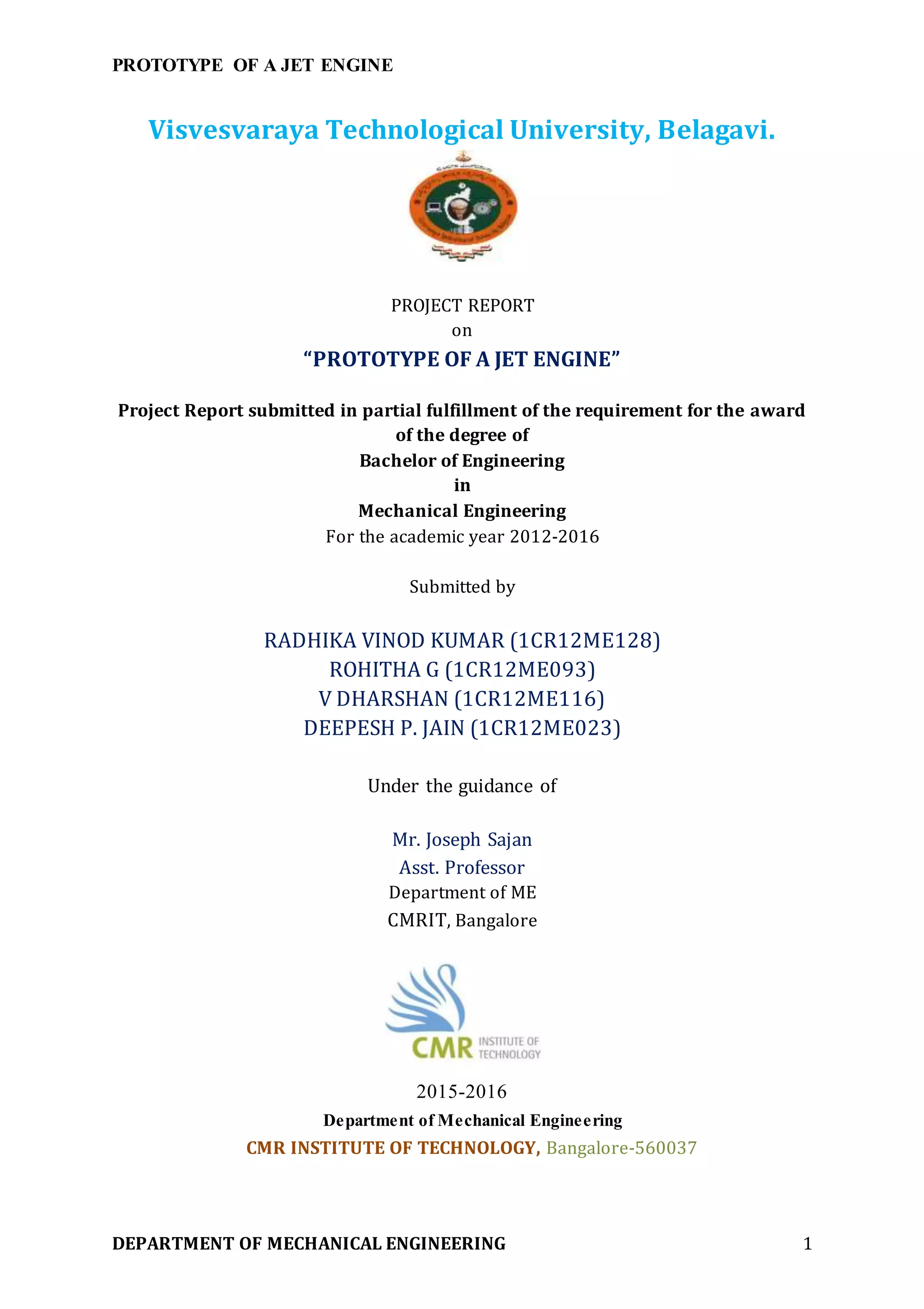 Model prototype of a jet engine | DOCX