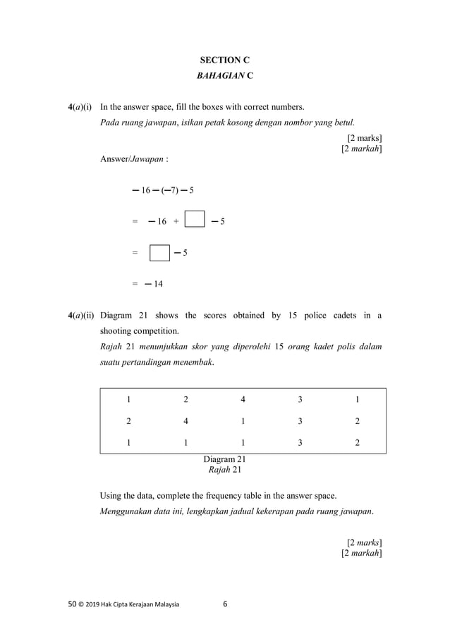 50 Item Contoh Matematik PT3 | PDF