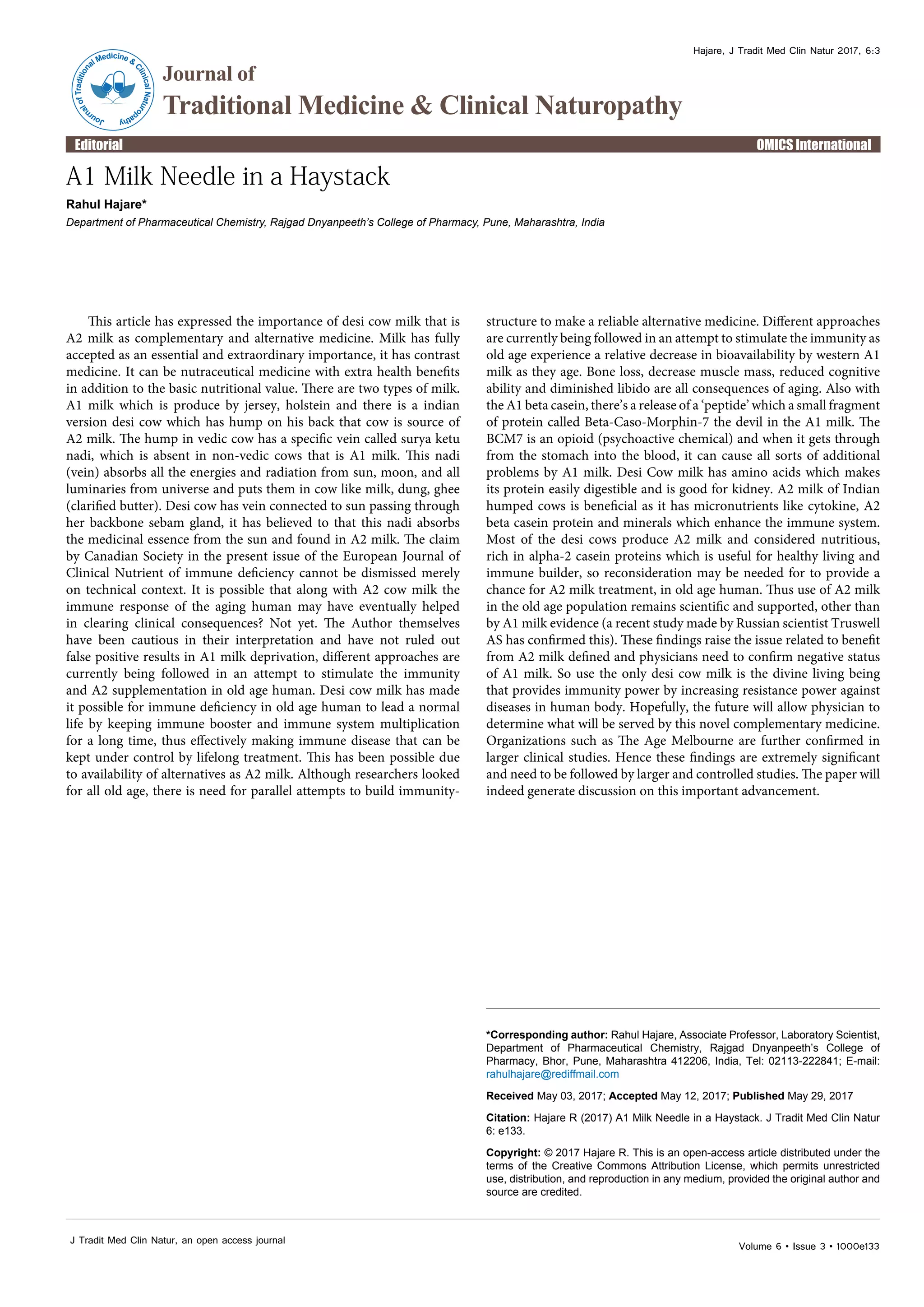 A1 milk needle in haystack | PDF