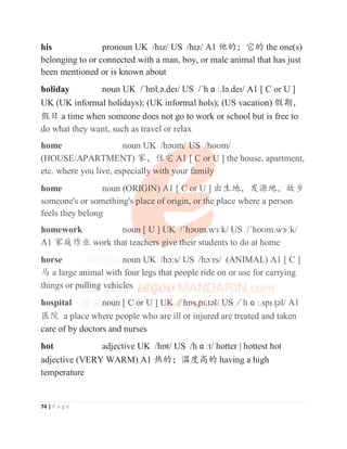 A1 movers 780 english vocaubulary according cefr v2021 sample | PDF