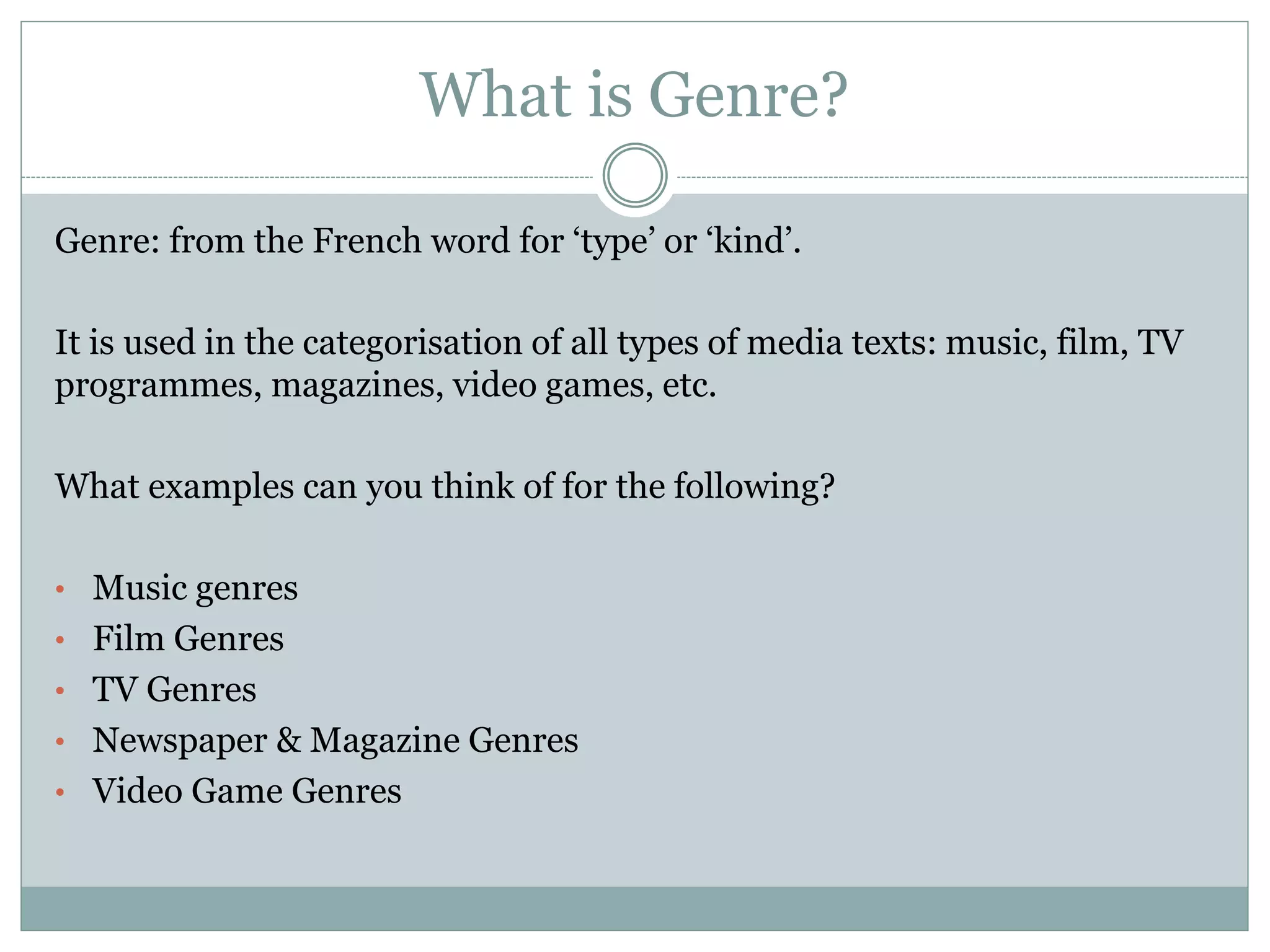 A1Y1 Media Studies Introduction to Genre | PPT