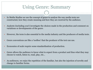 A1Y1 Media Studies Introduction to Genre | PPT