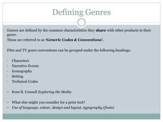 A1Y1 Media Studies Introduction to Genre | PPT