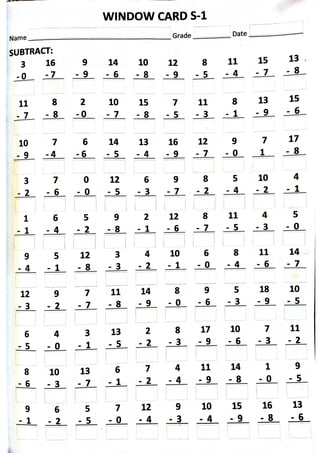 A1 & S1.pdf Addition Subtraction window cards | PDF