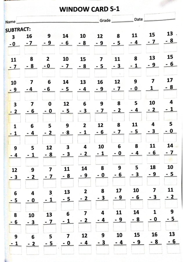 A1 & S1.pdf Addition Subtraction window cards | PDF