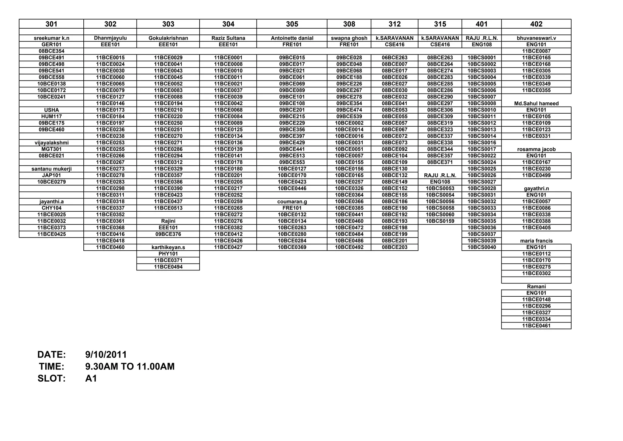 A1 seating plan 09_oct_9.30am-11am | PDF