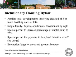 IZ Workshop 2014: A1 shrewsbury inclusionary zoning | PPT | Houses ...