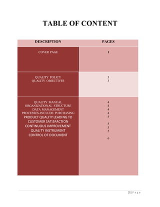 Elements of Quality Management System | DOCX