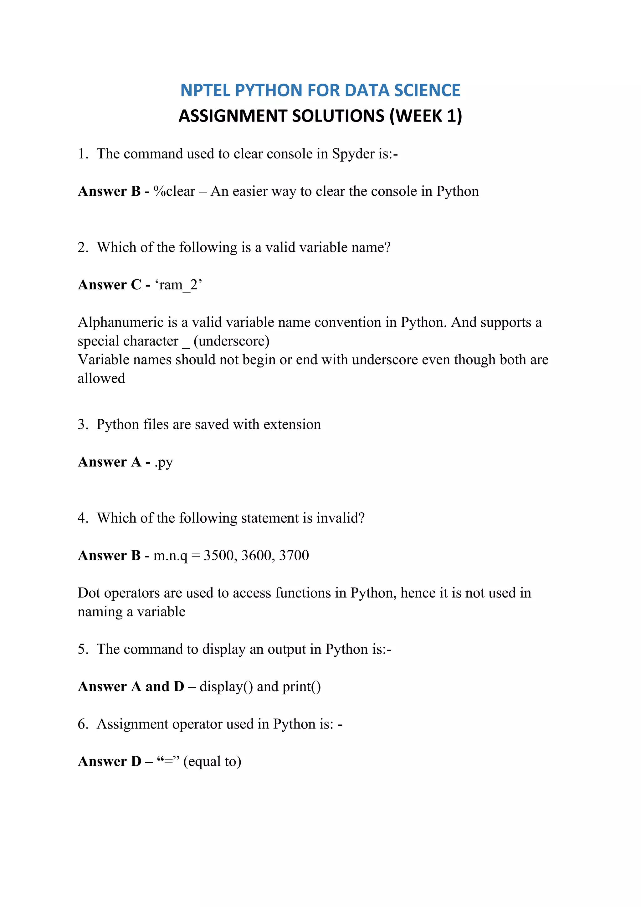 A1 spyder variables_operators_nptel_pds1_sol | PDF