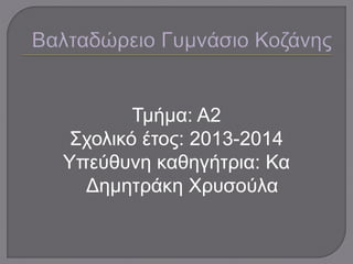 ΒΑΛΤΑΔΩΡΕΙΟ ΓΥΜΝΑΣΙΟ ΚΟΖΑΝΗΣ, σχολική βιβλιοθήκη A2 | PPTX