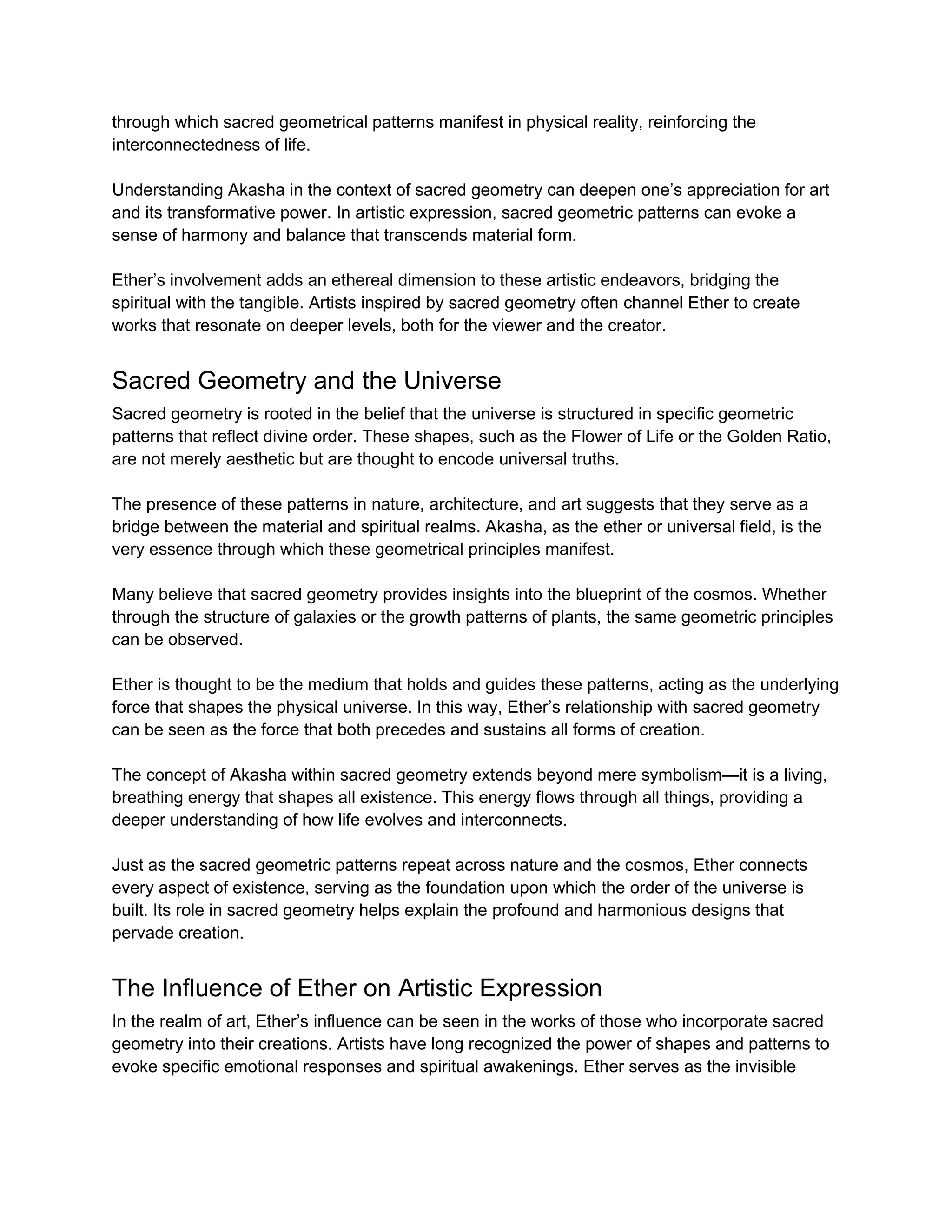 The Role of Akasha in Sacred Geometry and Art | PDF