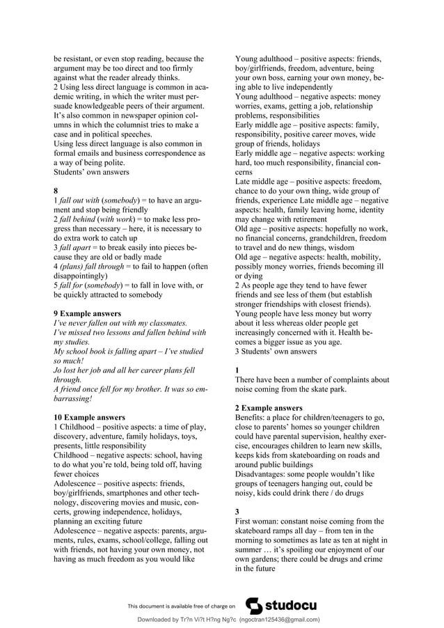 dap an sach tieng anh anh van life a2-b1 | PDF