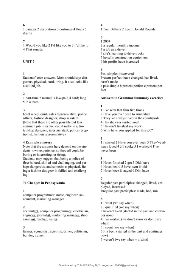 dap an sach tieng anh anh van life a2-b1 | PDF