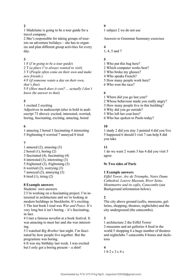 dap an sach tieng anh anh van life a2-b1 | PDF