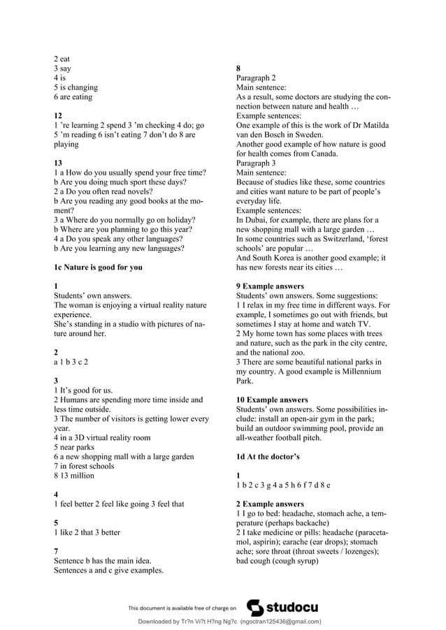 dap an sach tieng anh anh van life a2-b1 | PDF