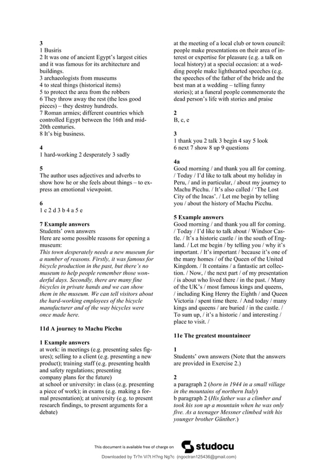 dap an sach tieng anh anh van life a2-b1 | PDF