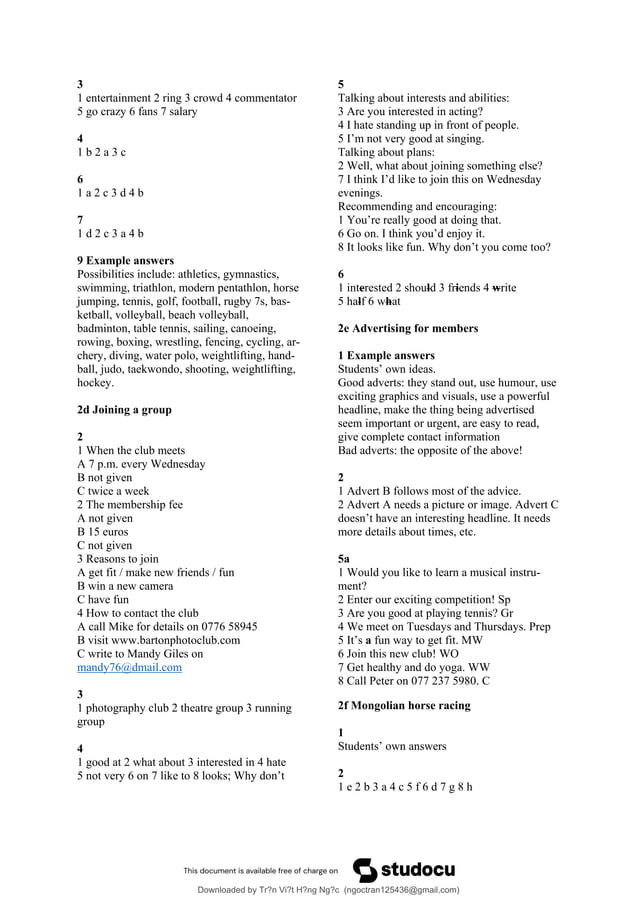 dap an sach tieng anh anh van life a2-b1 | PDF