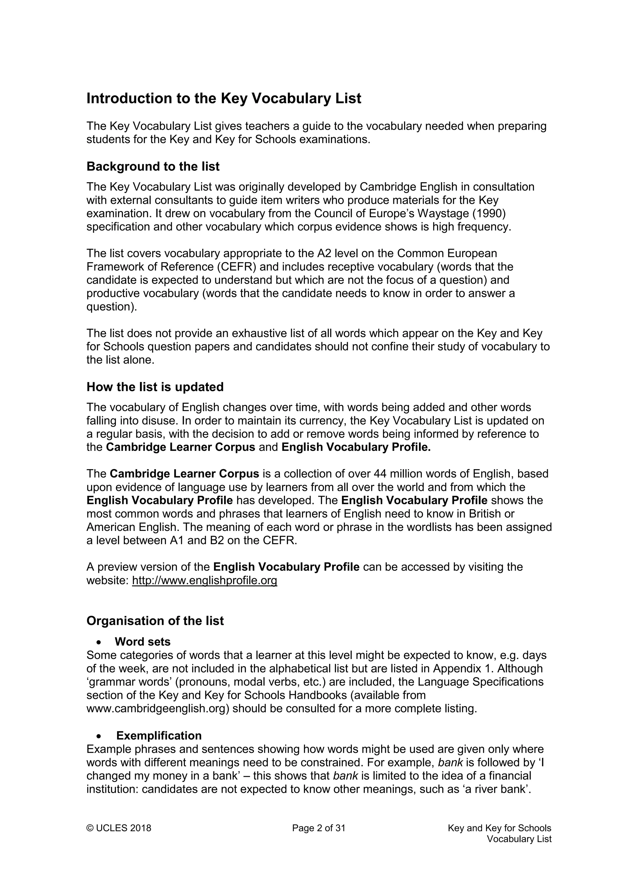 A2 key-2020-vocabulary-list | PDF
