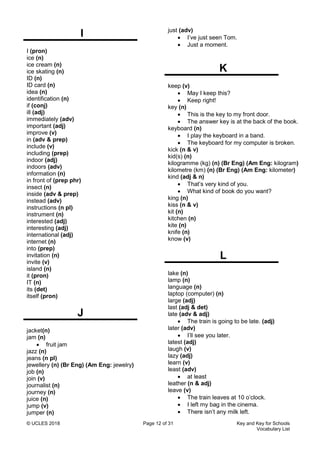 A2 key-2020-vocabulary-list | PDF