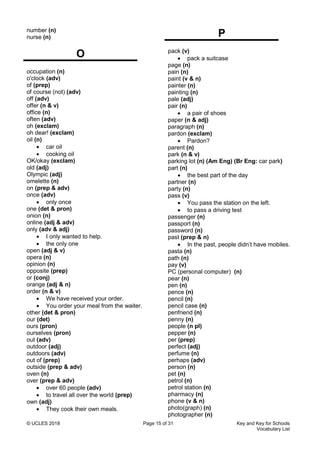 A2 key-2020-vocabulary-list | PDF