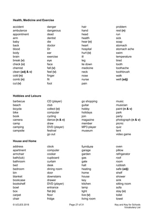 A2 key-2020-vocabulary-list | PDF