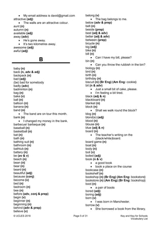 A2 key-2020-vocabulary-list | PDF
