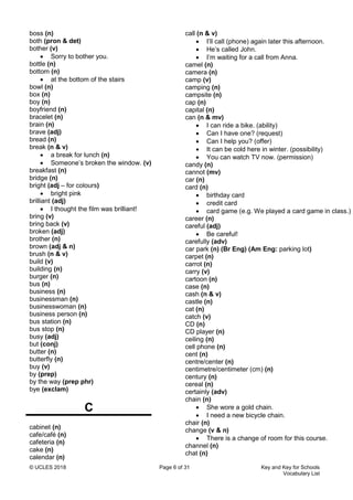 A2 key-2020-vocabulary-list | PDF