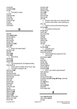 A2 key-2020-vocabulary-list | PDF