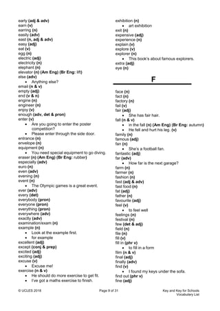 A2 key-2020-vocabulary-list | PDF