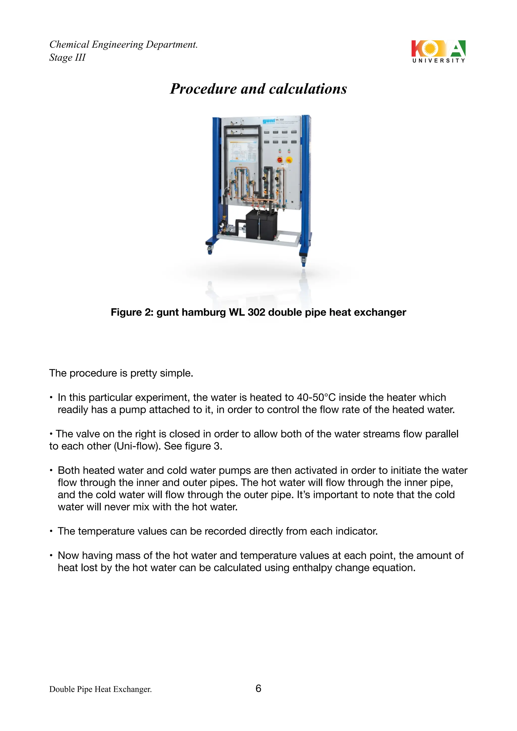 Double Pipe Heat Exchanger Experiment | PDF