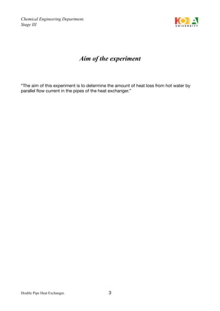 Double Pipe Heat Exchanger Experiment | PDF