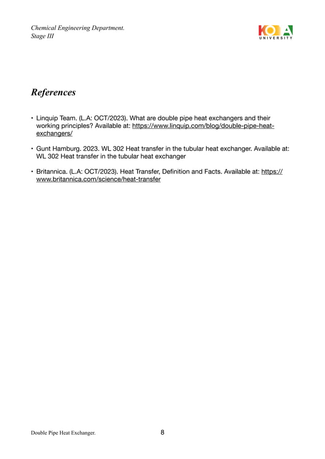 Double Pipe Heat Exchanger Experiment | PDF