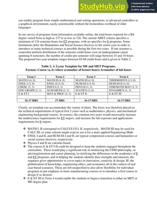 A 2-Year Common Template For Mechanical Engineering And Mechanical ...