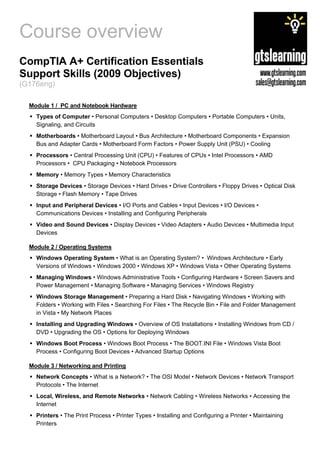 A+ 2009 Course Overview | PDF