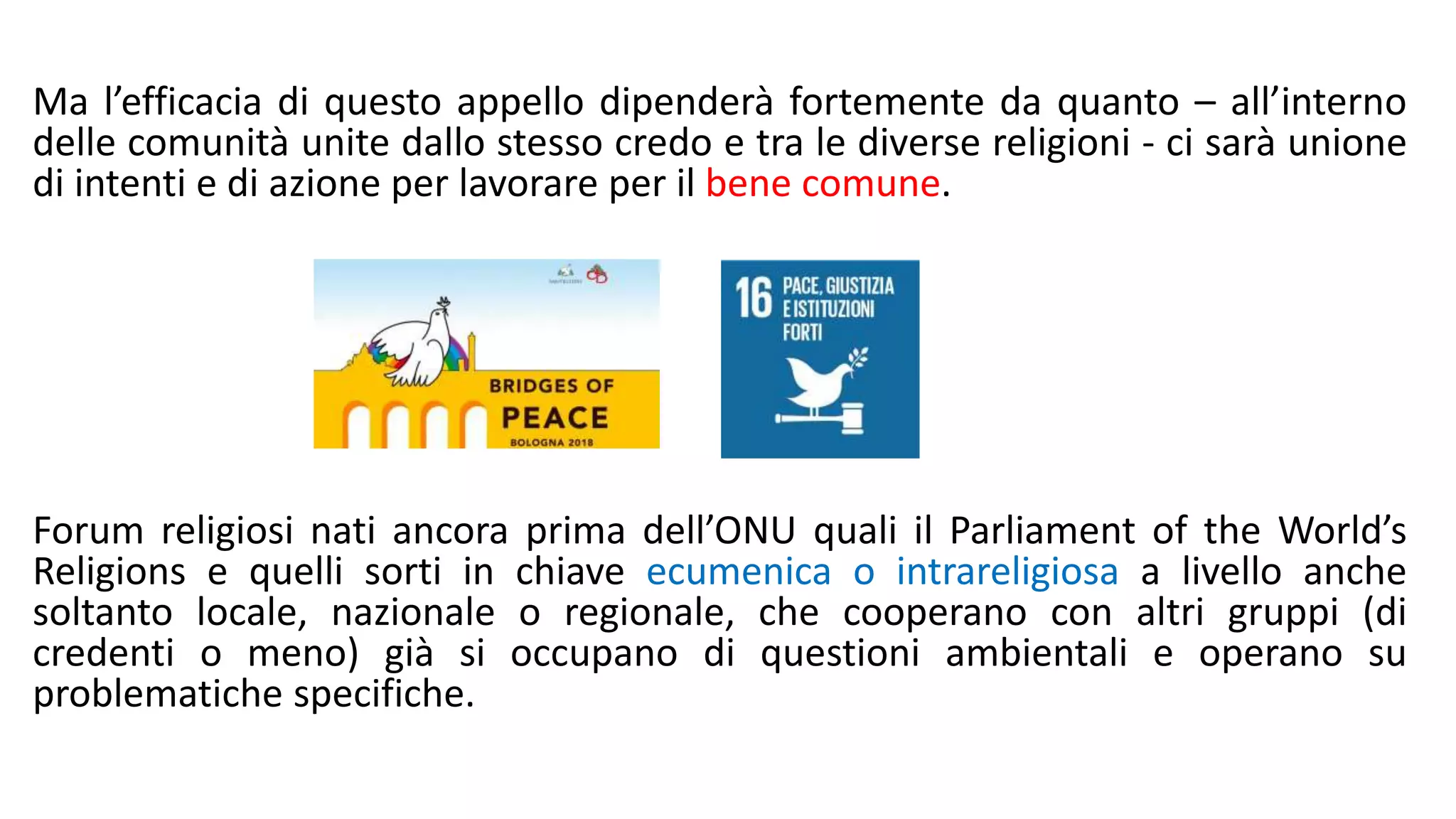 Agenda 2030 e ruolo delle religioni | PPTX