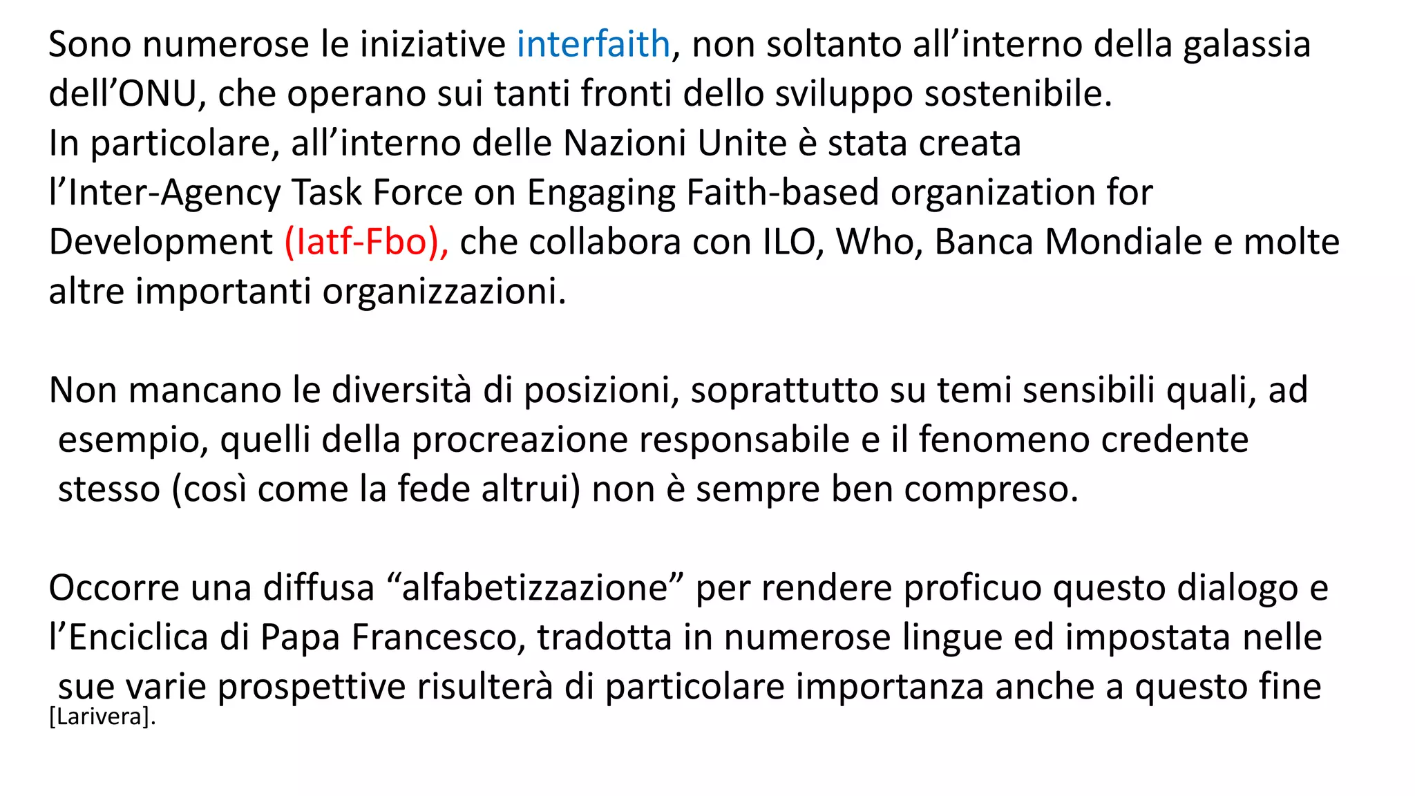 Agenda 2030 e ruolo delle religioni | PPTX