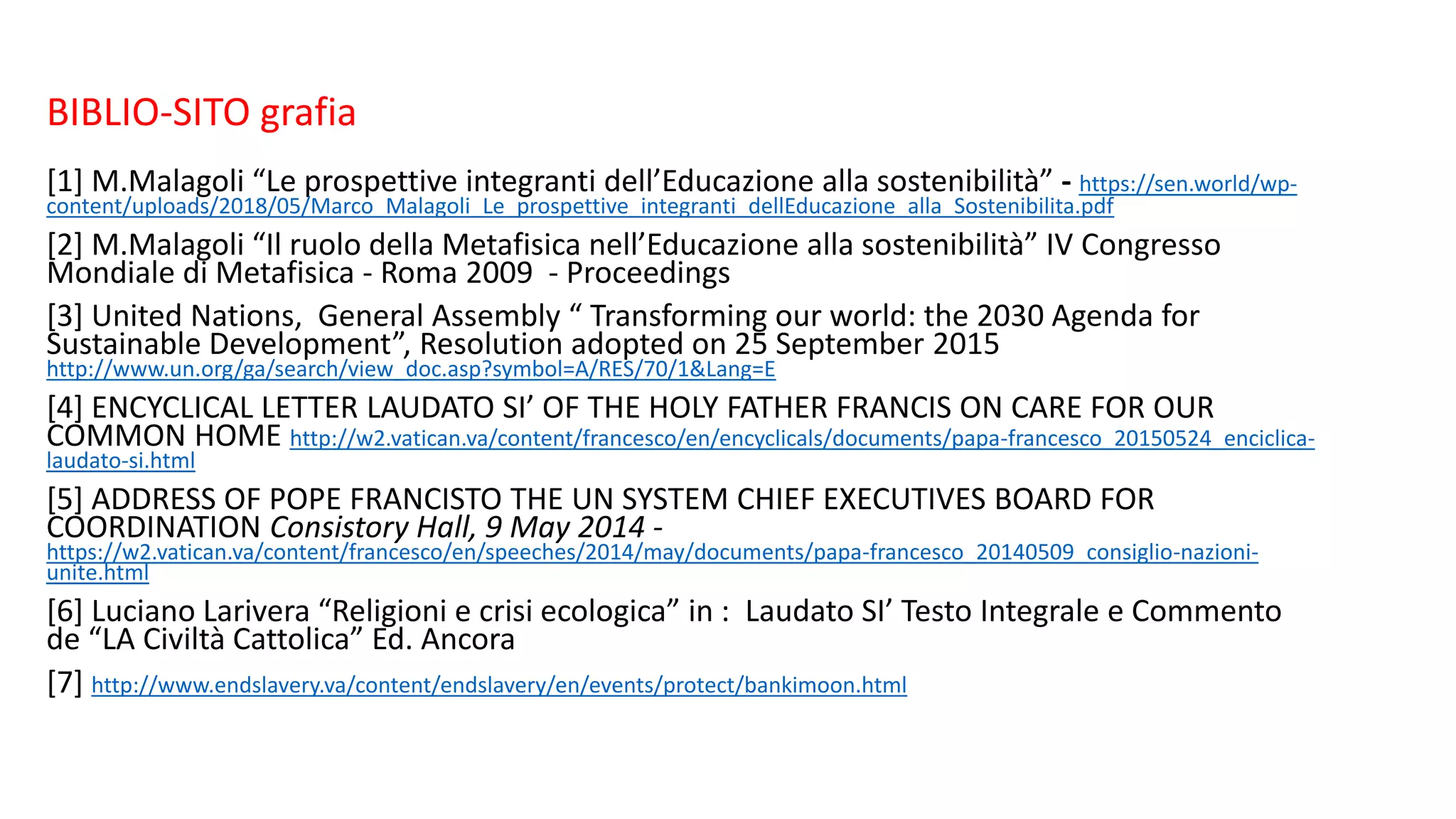Agenda 2030 e ruolo delle religioni | PPTX