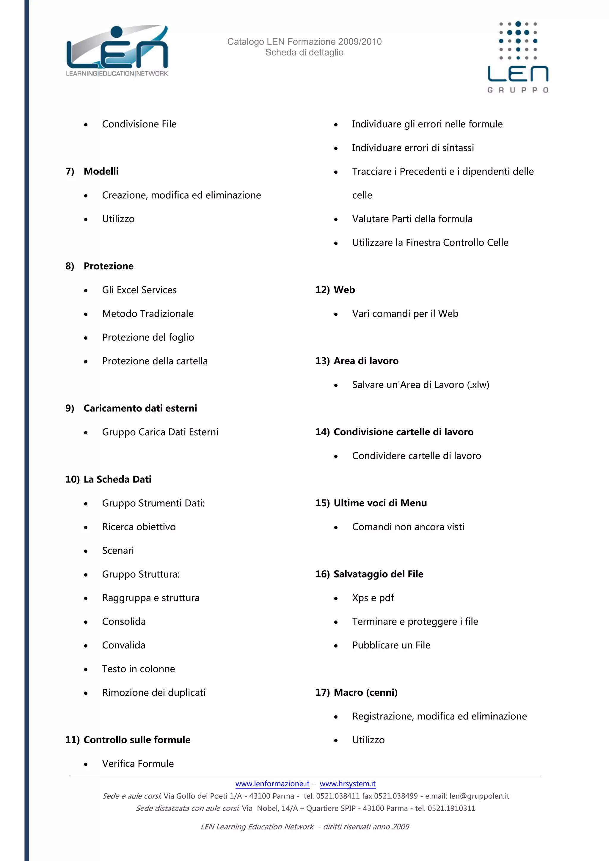 MS Excel 2007 avanzato - Scheda corso LEN | PDF MS Excel 2007 avanzato - Scheda corso LEN | PDF