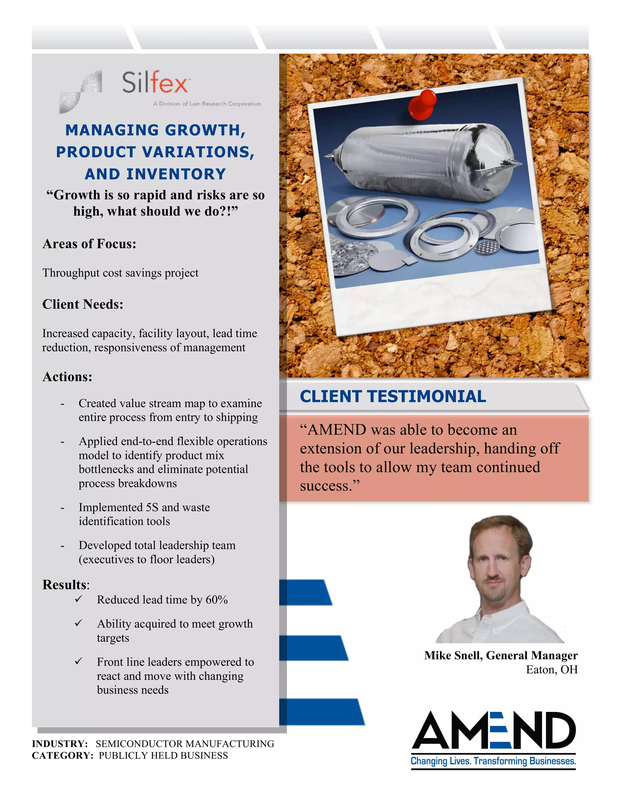 AMEND Client Success - Silfex | PDF