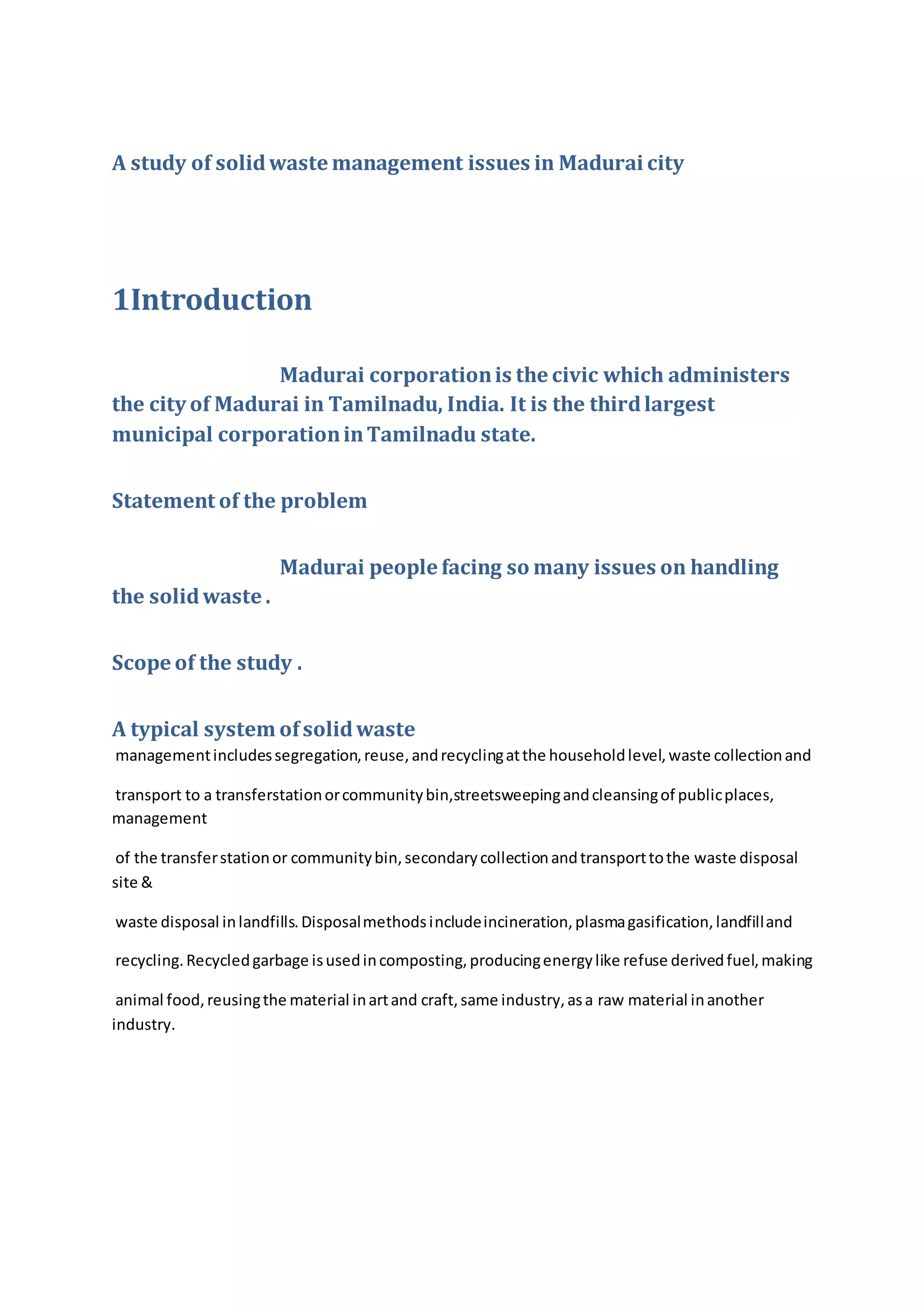 study on solid waste management | PDF