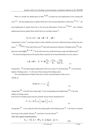 Analyze ball screw feeding system dynamics simulation Based on the ...