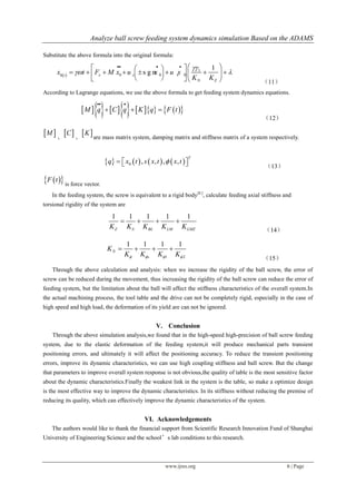 Analyze ball screw feeding system dynamics simulation Based on the ADAMS | PDF