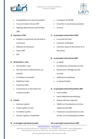 MS Office 2007 compreso Access - Scheda corso LEN | PDF | Computer ...