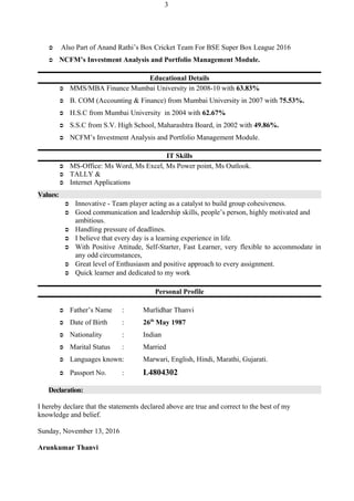 Resume ~ Arun Thanvi | PDF